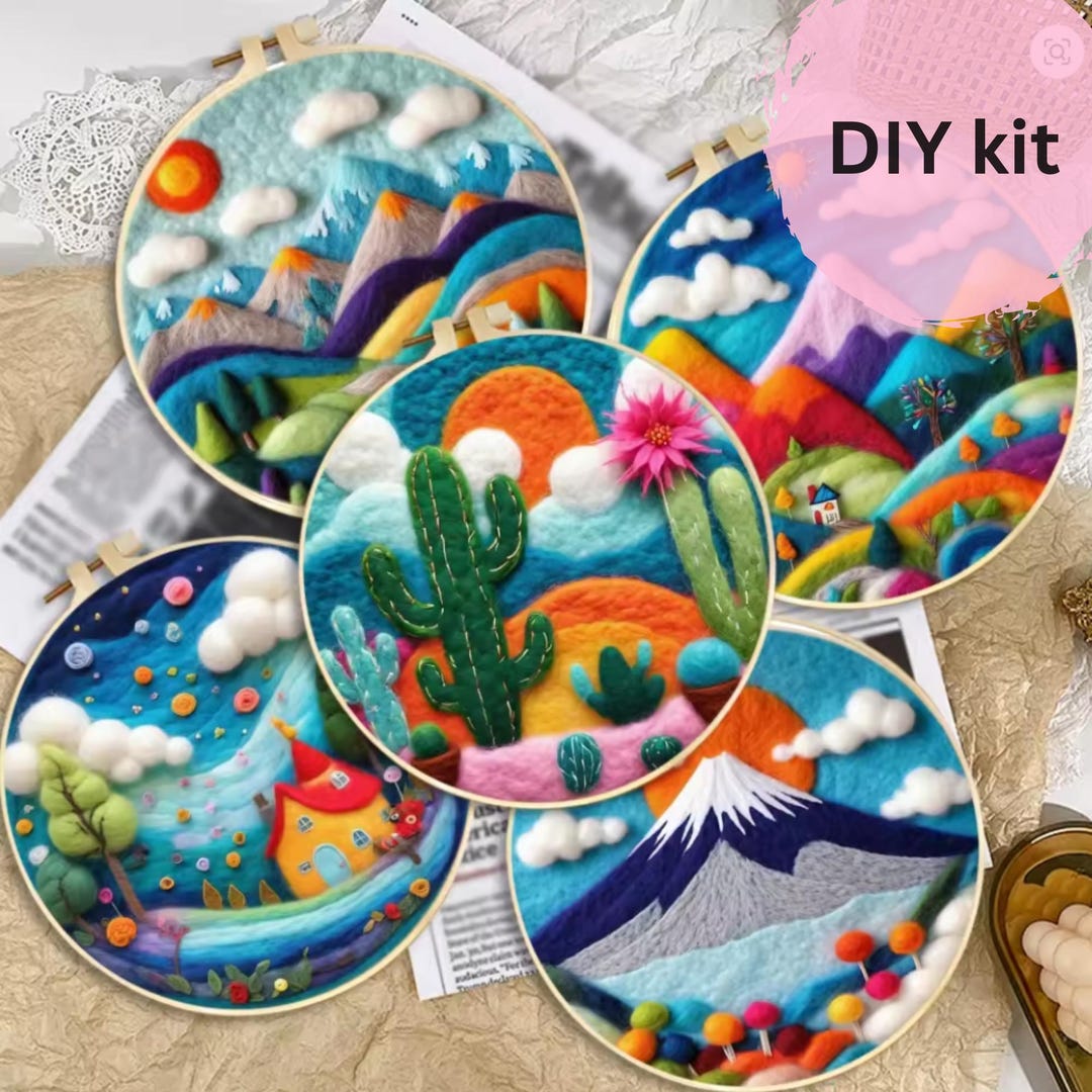 Needle Felting Embroidery Kit Wool Felting Embroidery Kit Needlepoint ...