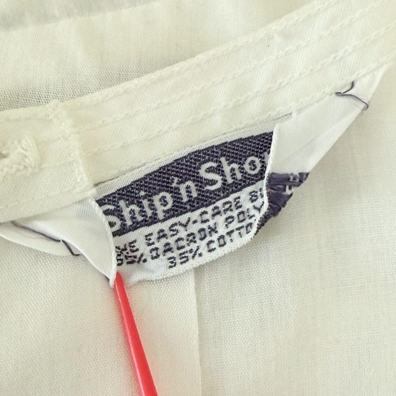Volup 1960s Ship 'N Shore Vintage Button-back High-neck Ivory Blouse ...