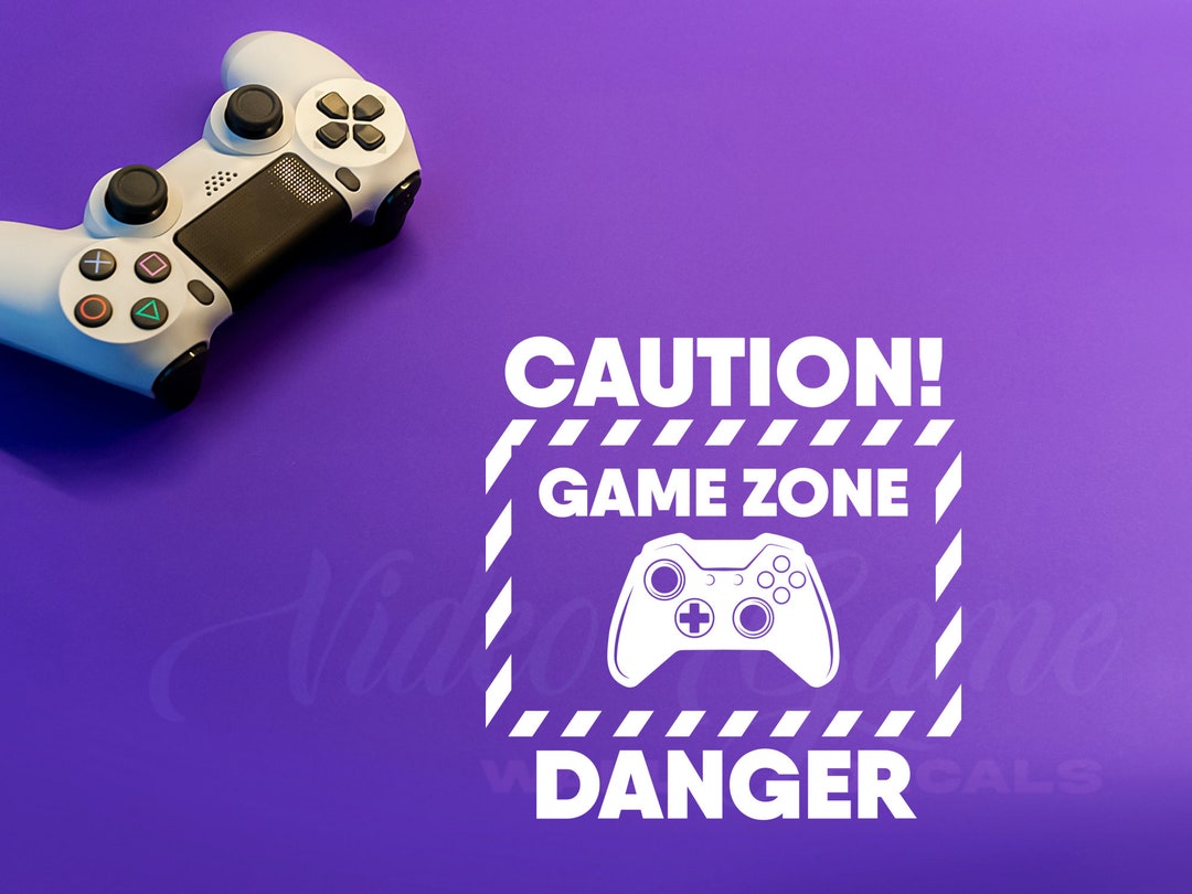 Caution Game Zone Wall Decal, Gaming Room Decor, Kid Bedroom Wall Decor ...