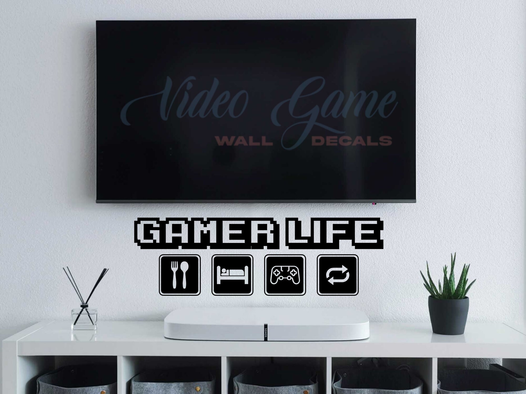 Video Game Wall Decal Gamer Life Decal Gaming Room Decor | Etsy