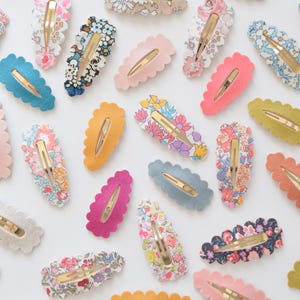 Liberty and Linen Clips Bundle Pack of 5 Scallop Hair Clips toddler ...