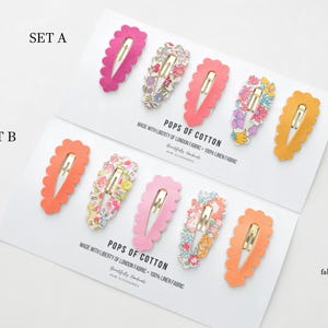 Liberty and Linen Clips Bundle | Pack of 5 Scallop Hair Clips |toddler ...