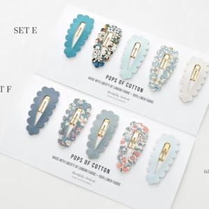 Liberty and Linen Clips Bundle | Pack of 5 Scallop Hair Clips |toddler ...