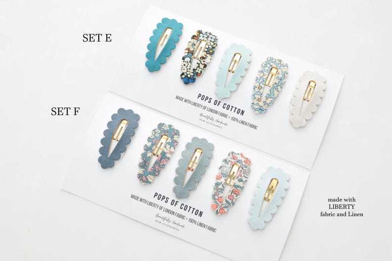 Liberty and Linen Clips Bundle | Pack of 5 Scallop Hair Clips |toddler ...