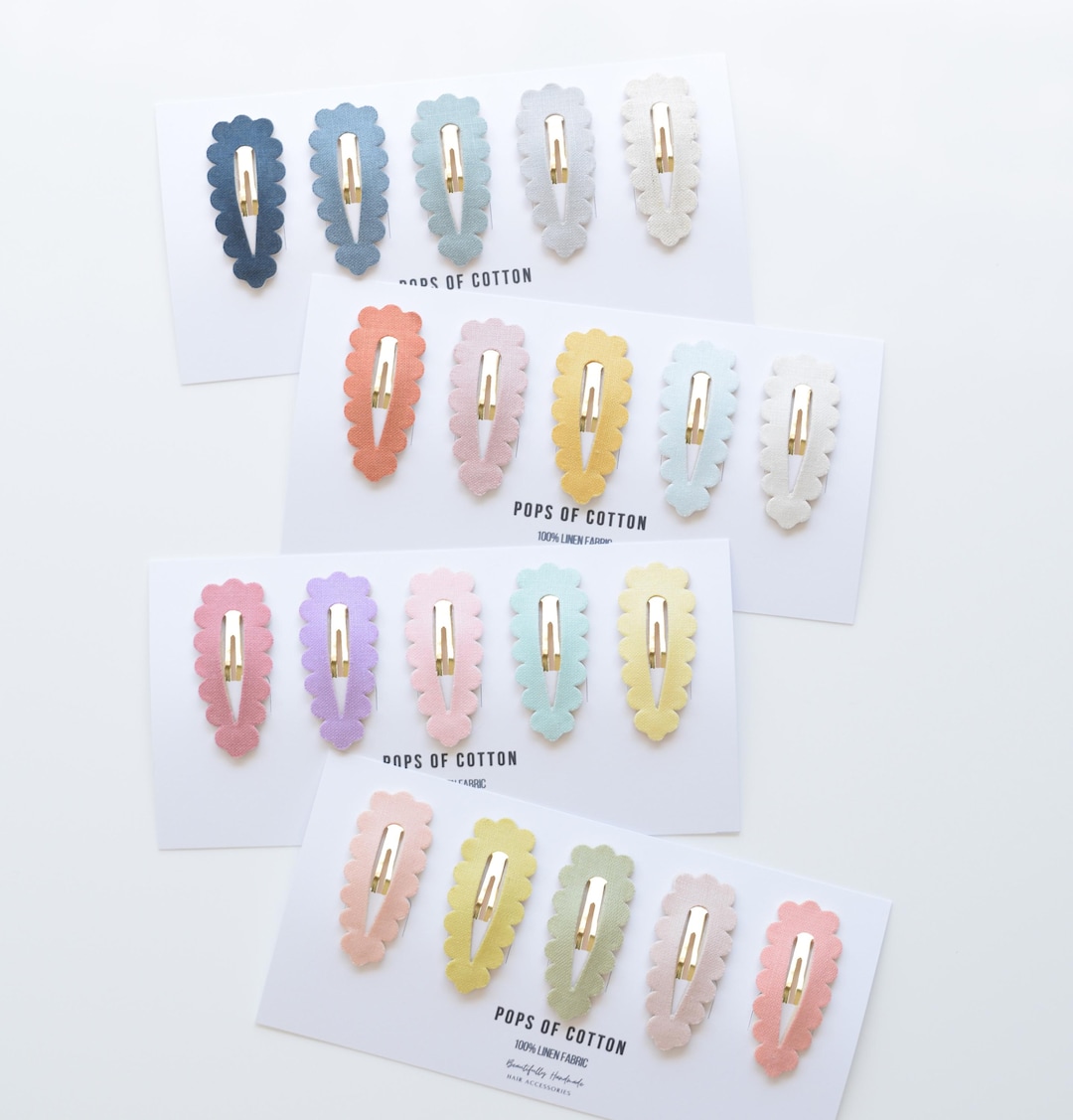 Linen Clips Bundle | Pack of 5 Scallop Hair Clips |toddler Hair Clips ...