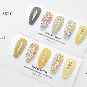 Liberty and Linen Clips Bundle | Pack of 5 Scallop Hair Clips |toddler ...