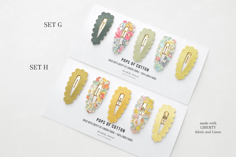 Liberty and Linen Clips Bundle | Pack of 5 Scallop Hair Clips |toddler ...
