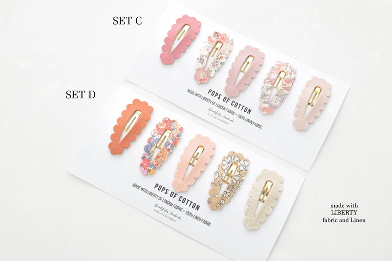 Liberty and Linen Clips Bundle | Pack of 5 Scallop Hair Clips |toddler ...