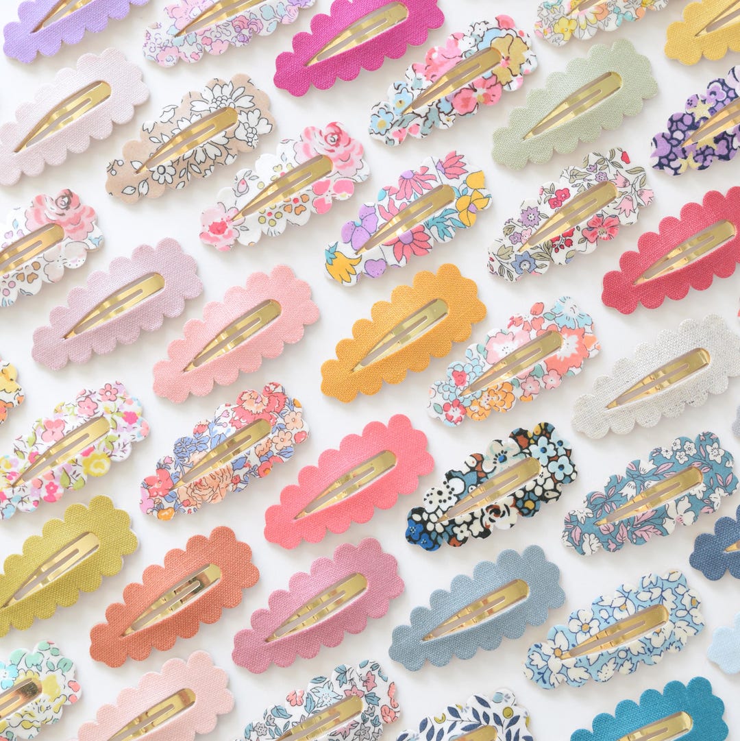 Liberty and Linen Clips Bundle Pack of 5 Scallop Hair Clips toddler ...