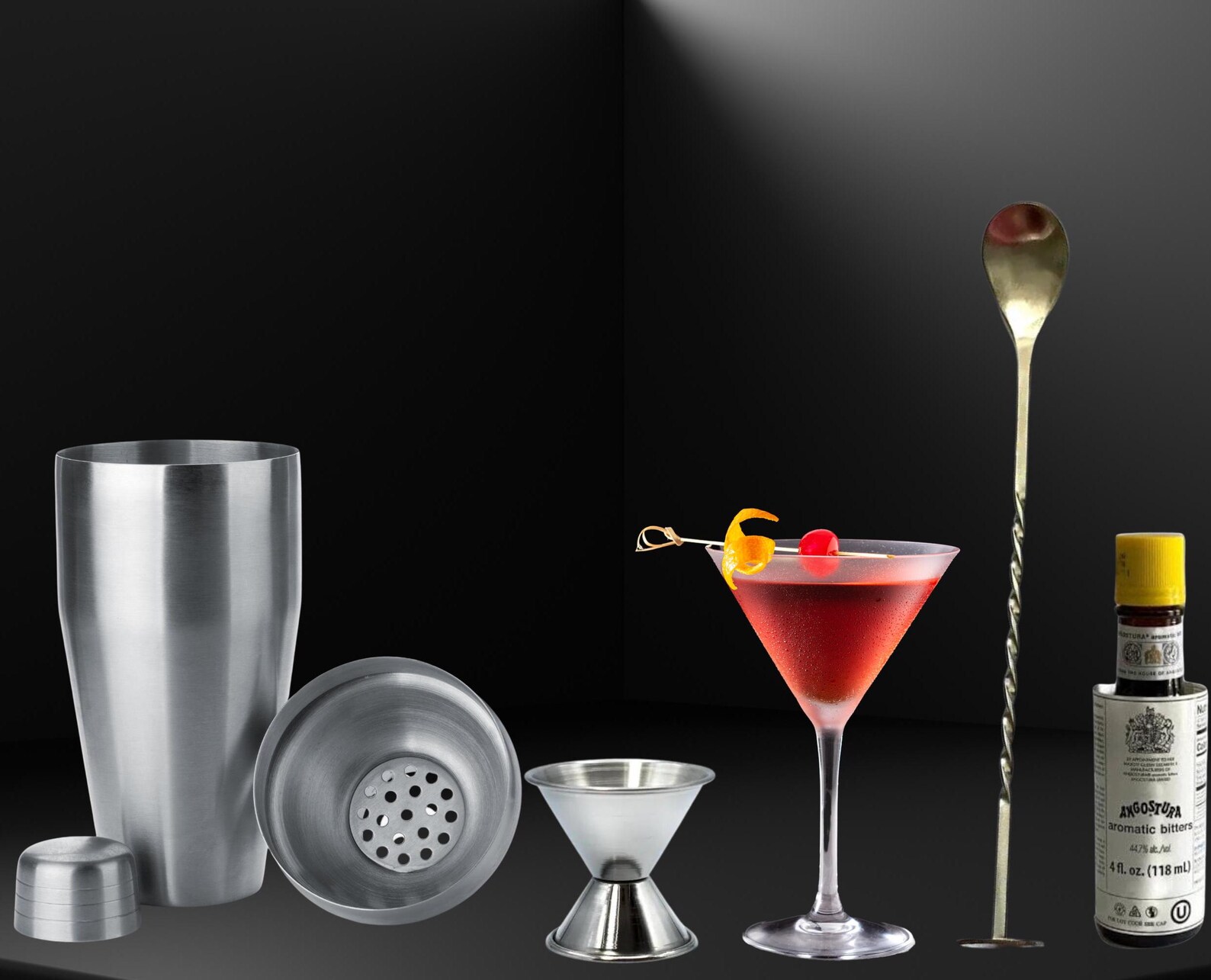 Complete Manhattan Cocktail Kit Gift Set (5 Pieces) - Mixology Set for ...