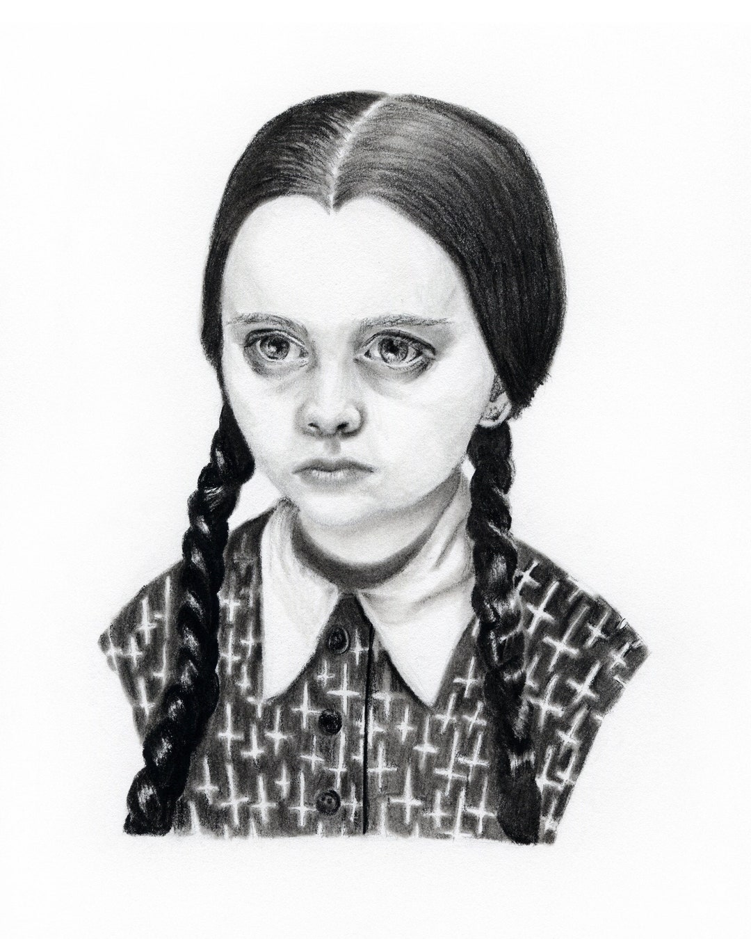 Wednesday Addams Charcoal Print - 4x6 or 8X10 Giclee - Etsy