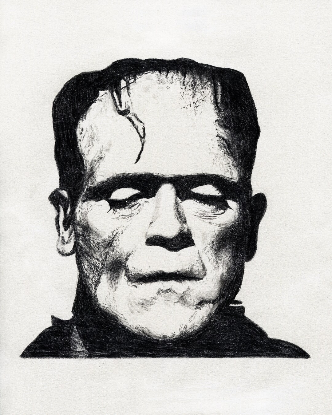 Frankenstein's Monster Charcoal Print 8X10 Giclee - Etsy