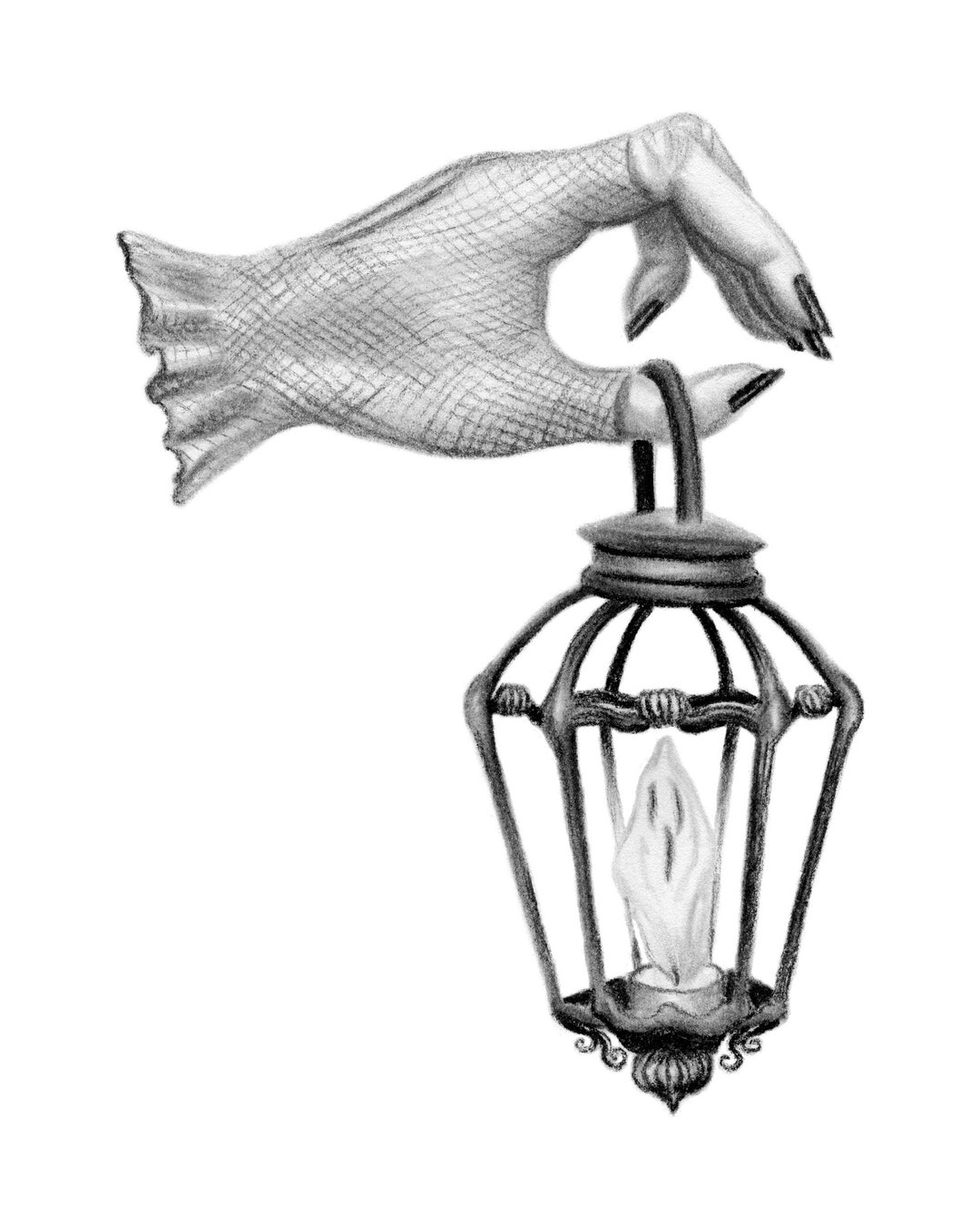 Ghost Lantern Charcoal Print 8X10 or 4X6 Giclee - Etsy