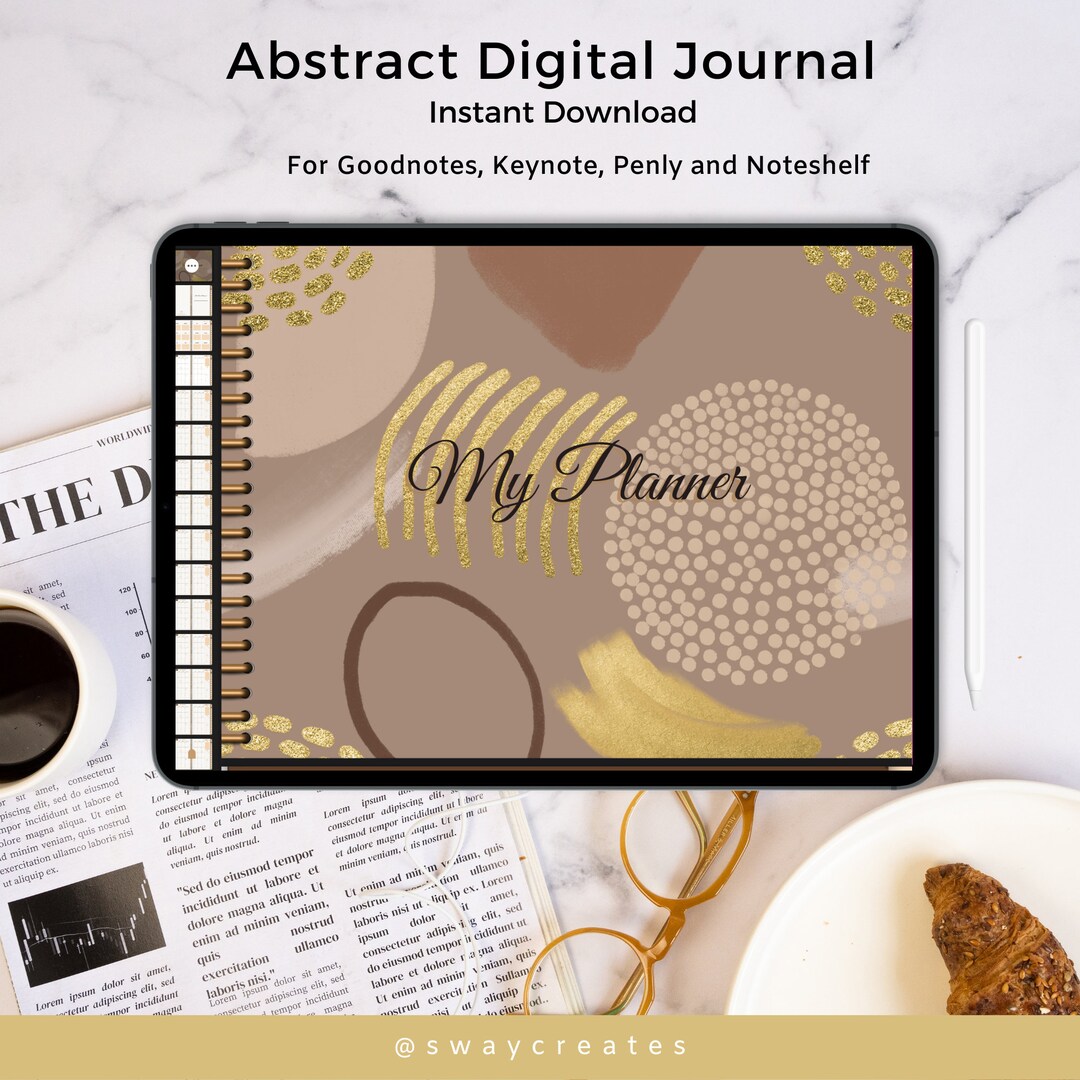 Hyperlinked Undated Digital Planner - Abstract Brown - Etsy