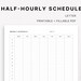 Half Hourly Schedule | Letter | Printable Weekly Planner Insert | 24 ...