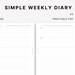 Simple Weekly Diary | A5 | Line | Printable Planner Insert | WO2P ...