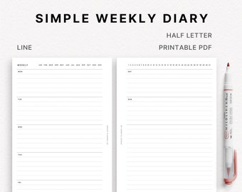 Simple Weekly Diary Letter Grid Printable Planner Insert - Etsy