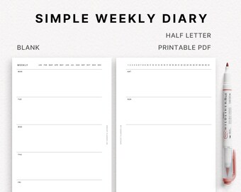 Simple Weekly Diary Grid A4 Printable Planner Insert - Etsy