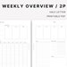 Weekly Overview Half Letter Printable Planner Insert WO2P Week on 2 ...