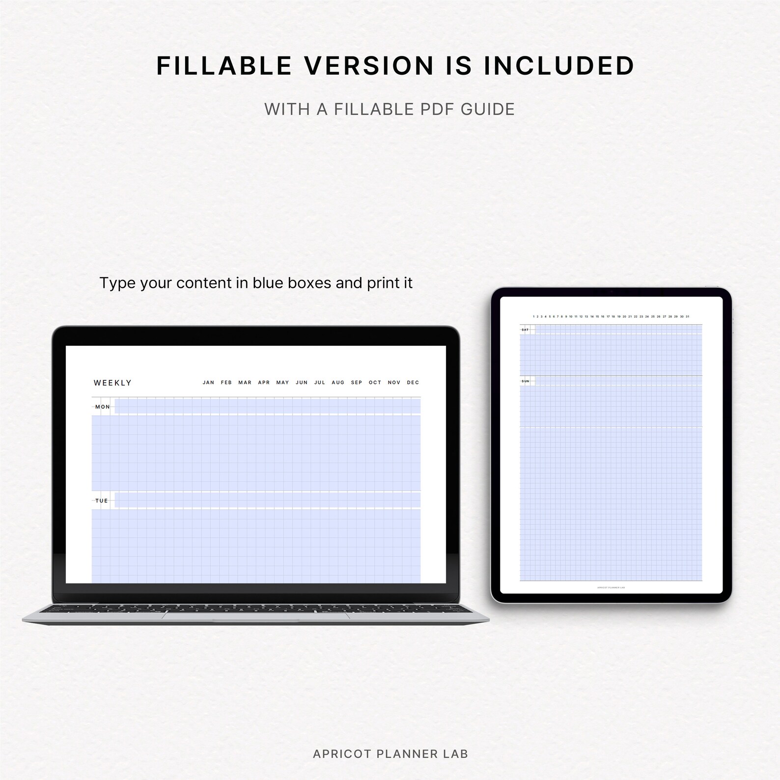 Simple Weekly Diary Grid A4 Printable Planner Insert WO2P Horizontal ...