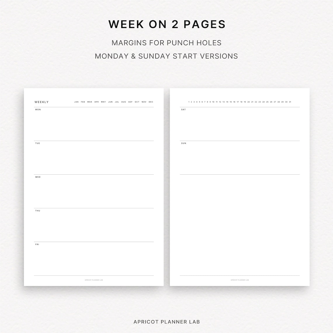 Simple Weekly Diary A4 Blank Printable Planner Insert - Etsy