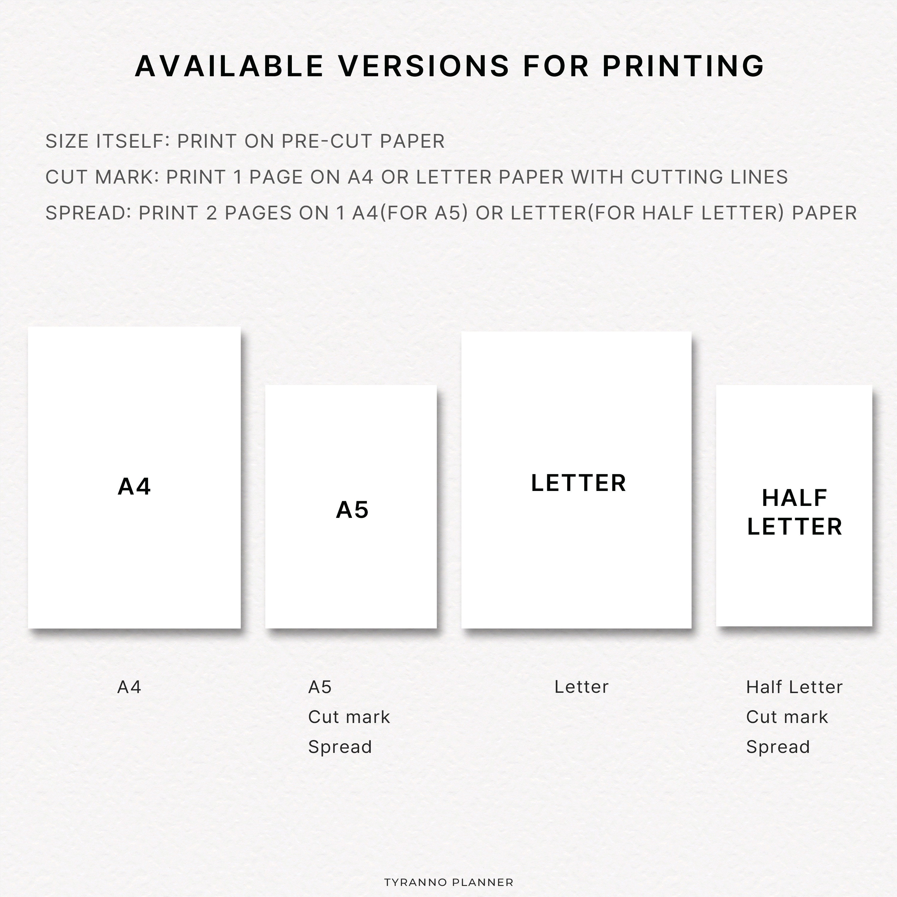 D003-A4, A5, Letter & Half Letter Daily Carry Out Planner 1 Page ...