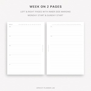Simple Weekly Diary | A5 | Line | Printable Planner Insert | WO2P ...