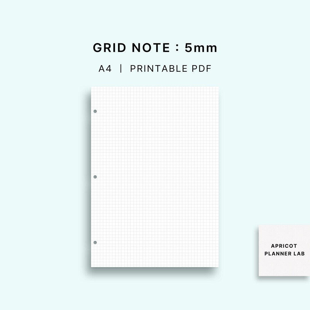 Grid Note 5mm A4 Printable Planner Insert Graph Paper Etsy