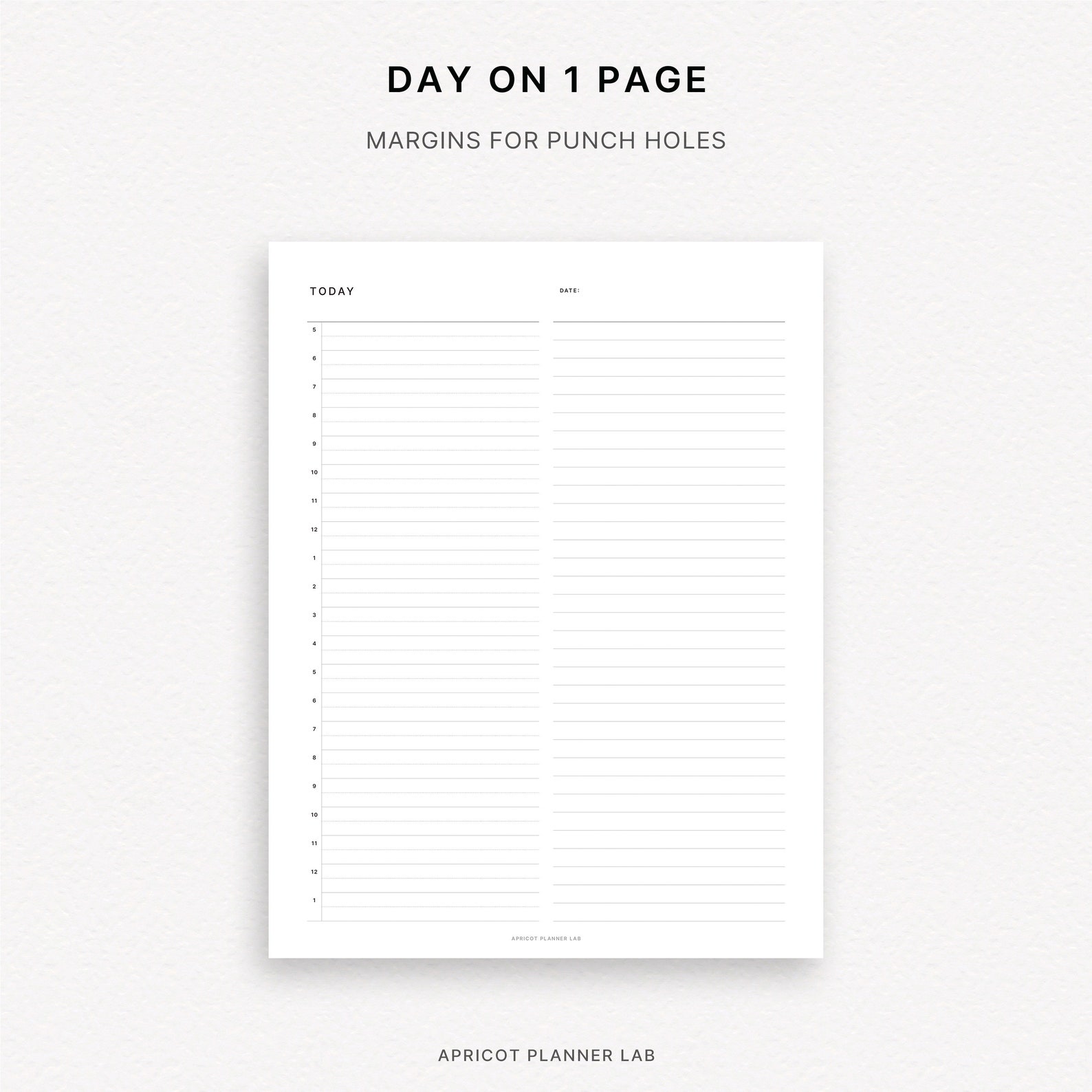 Minimal Daily Schedule | Letter | Line | Printable Planner Insert ...