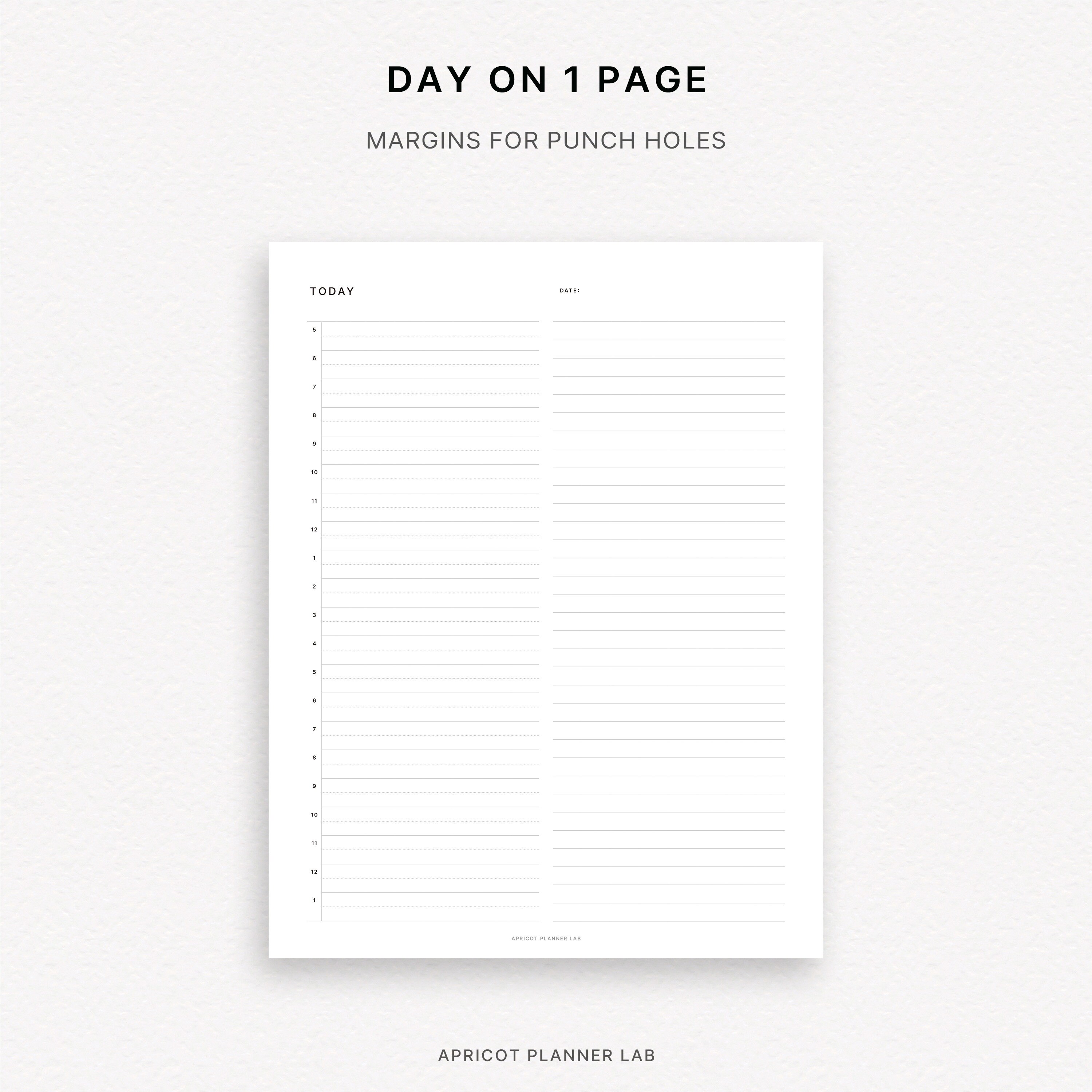 Minimal Daily Schedule | Letter | Line | Printable Planner Insert ...