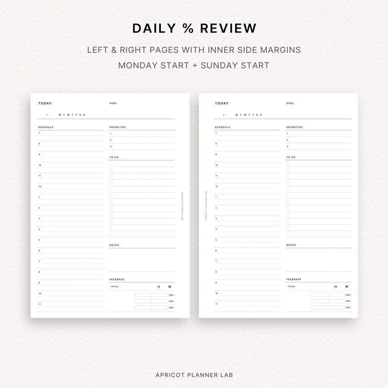 Daily Productivity Planner A5 Half Hourly Schedule Printable Daily ...