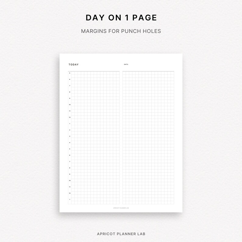 Minimal Daily Schedule Letter Grid Printable Planner Insert DO1P Half ...