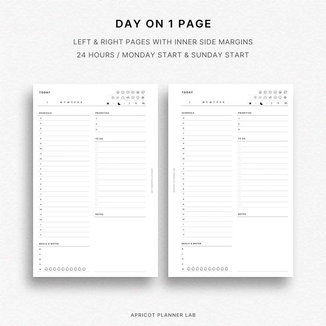 Daily Planner Half Letter Printable Planner Insert DO1P Daily Schedule ...