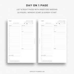Daily Planner Half Letter Printable Planner Insert DO1P Daily Schedule ...