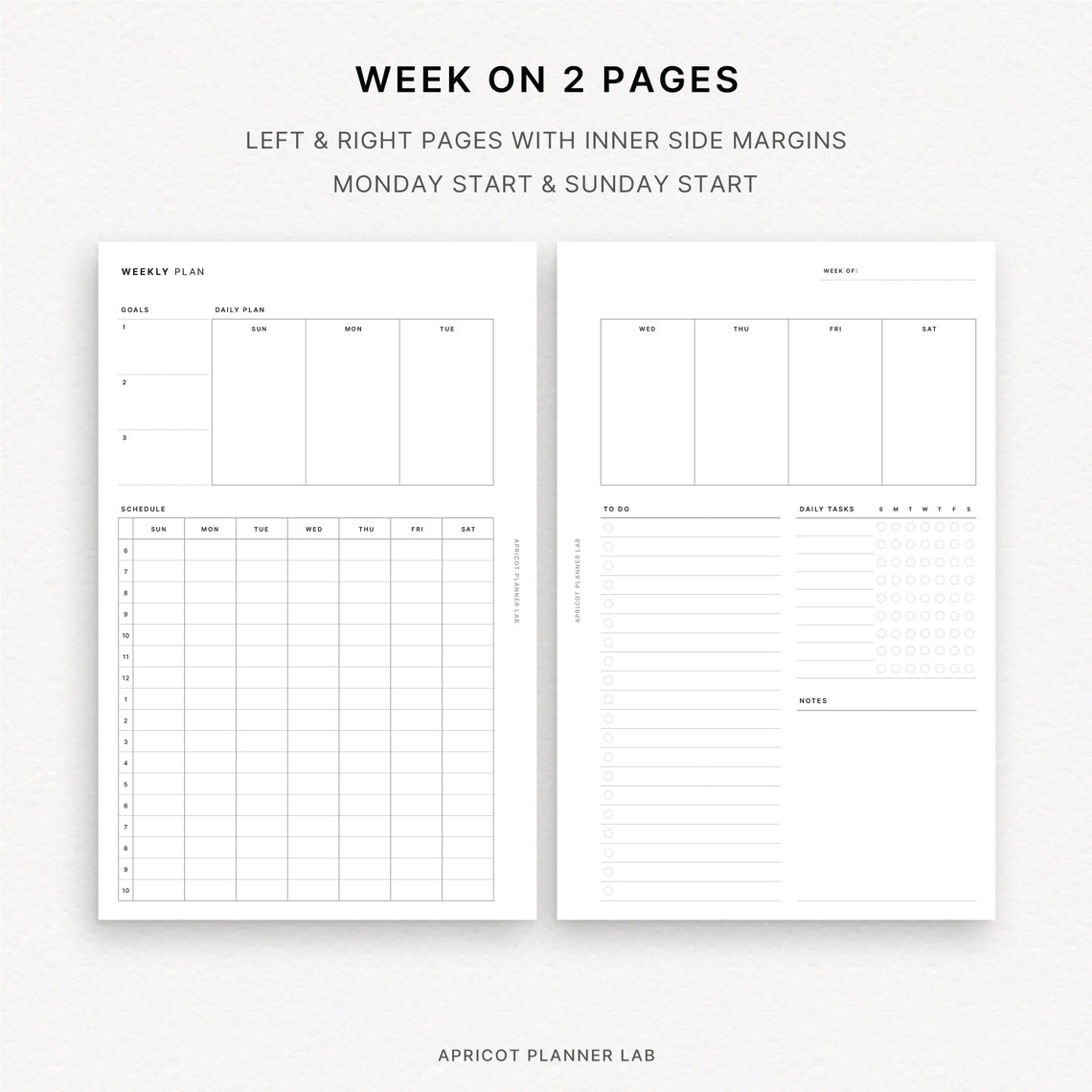 Weekly Overview | Half Letter | Printable Planner Insert | WO2P | Week ...