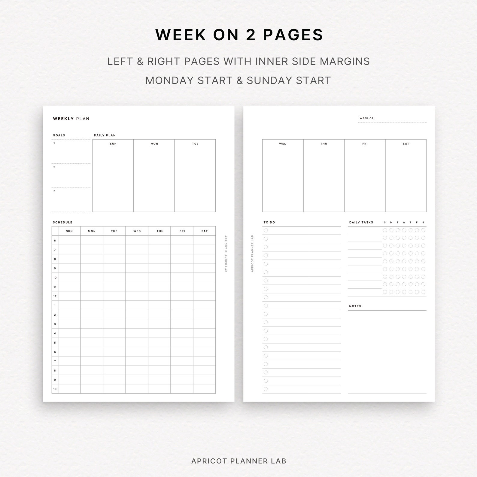 Weekly Overview | Half Letter | Printable Planner Insert | WO2P | Week ...