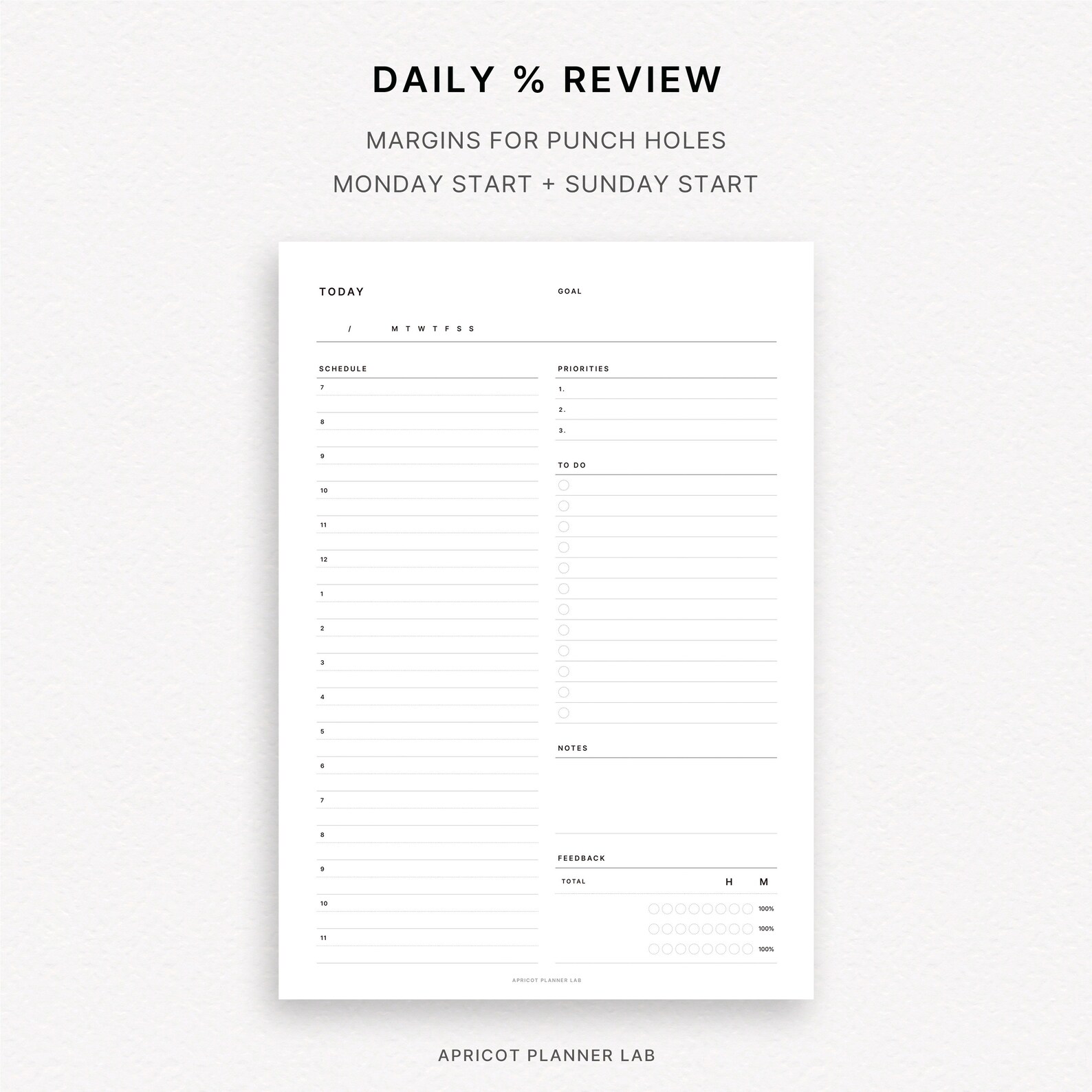 Daily Productivity Planner A4 Half Hourly Schedule Printable Planner ...