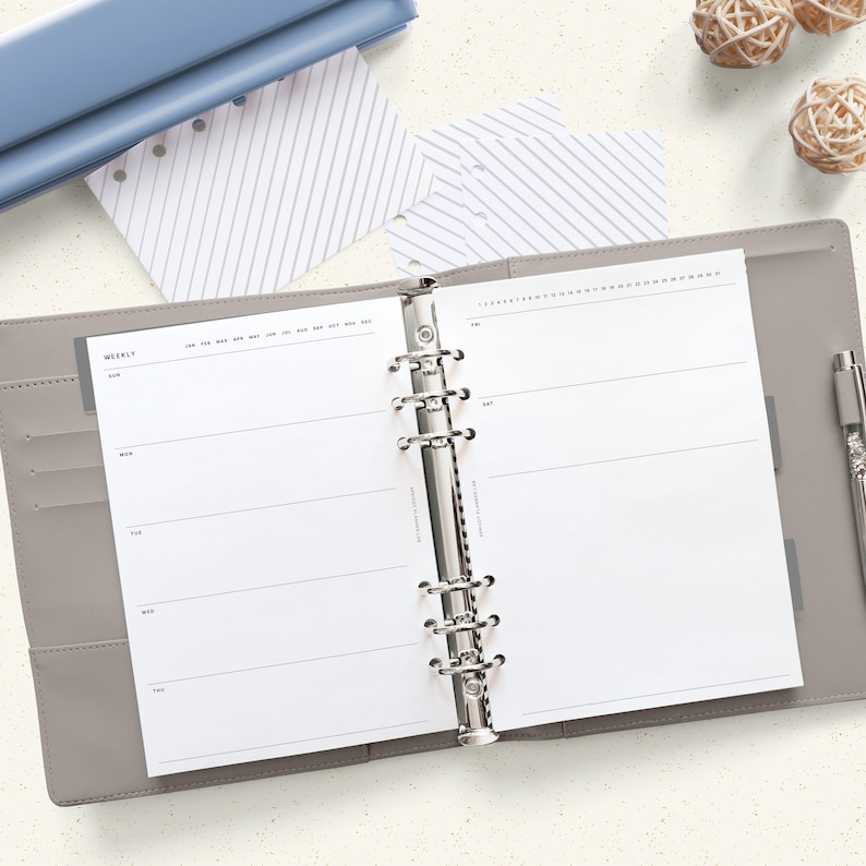 Simple Weekly Diary A5 Printable Planner Insert Blank WO2P Horizontal ...