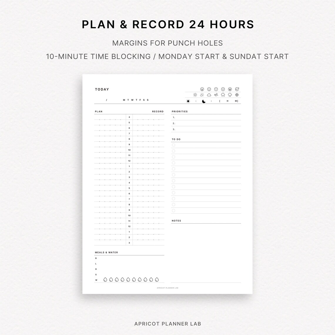 Daily Time Management | Letter | Printable Planner Insert | DO1P ...
