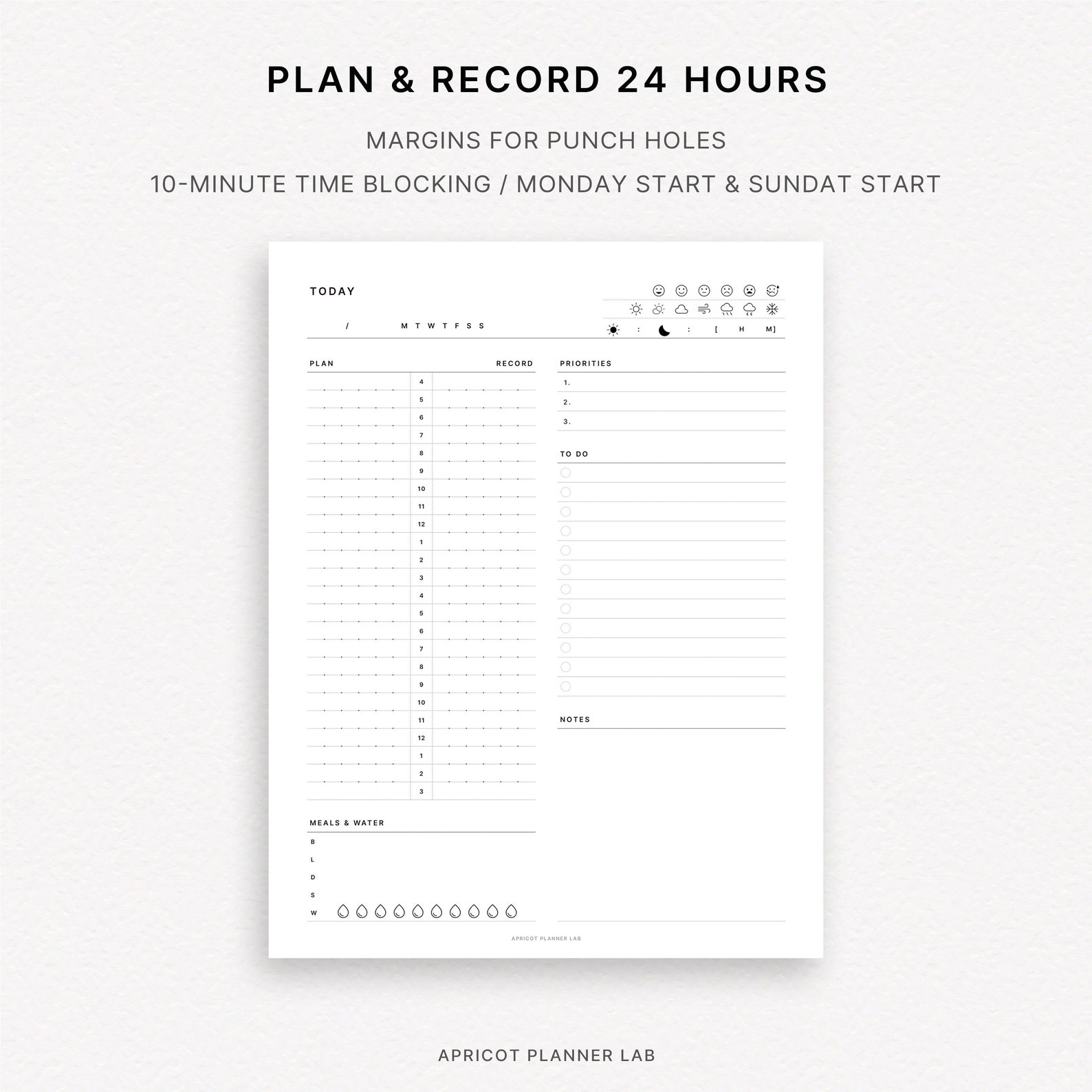 Daily Time Management | Letter | Printable Planner Insert | DO1P ...