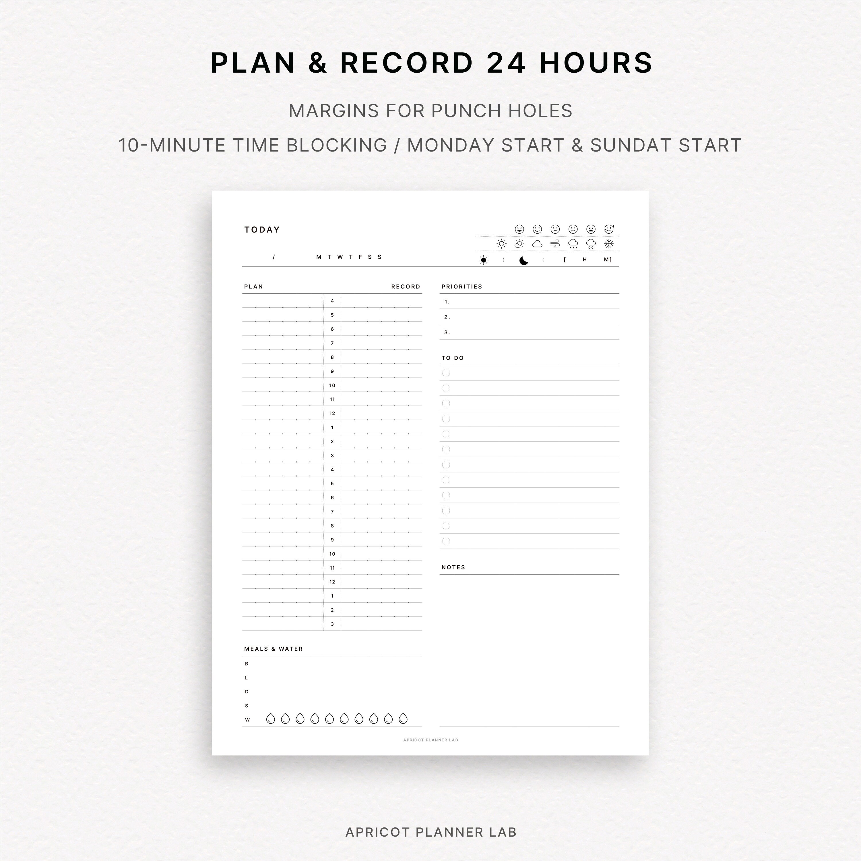 Daily Time Management | Letter | Printable Planner Insert | DO1P ...