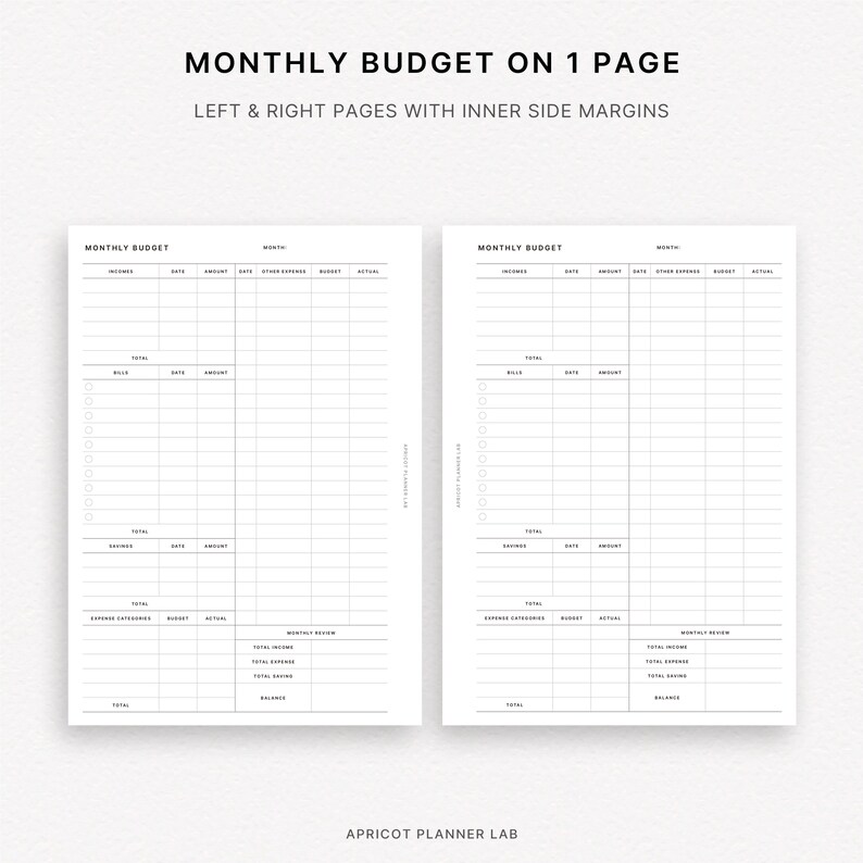 Monthly Budget Planner | A5 | Printable Planner Insert | MO1P | Expense ...