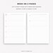 Simple Weekly Diary A5 Grid Printable Planner Insert WO2P Horizontal ...