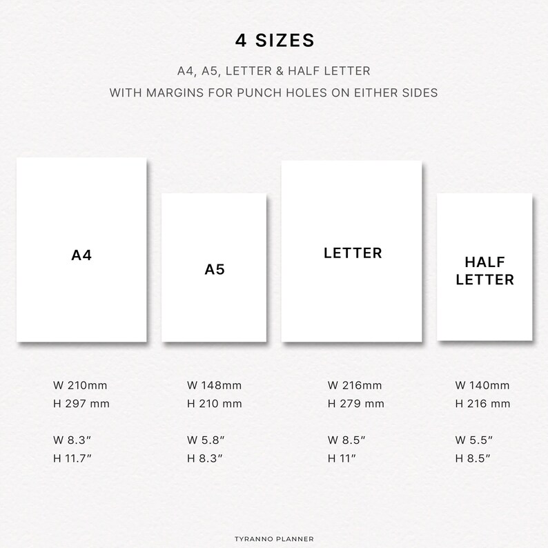 D003-A4, A5, Letter & Half Letter Daily Carry Out Planner 1 Page ...