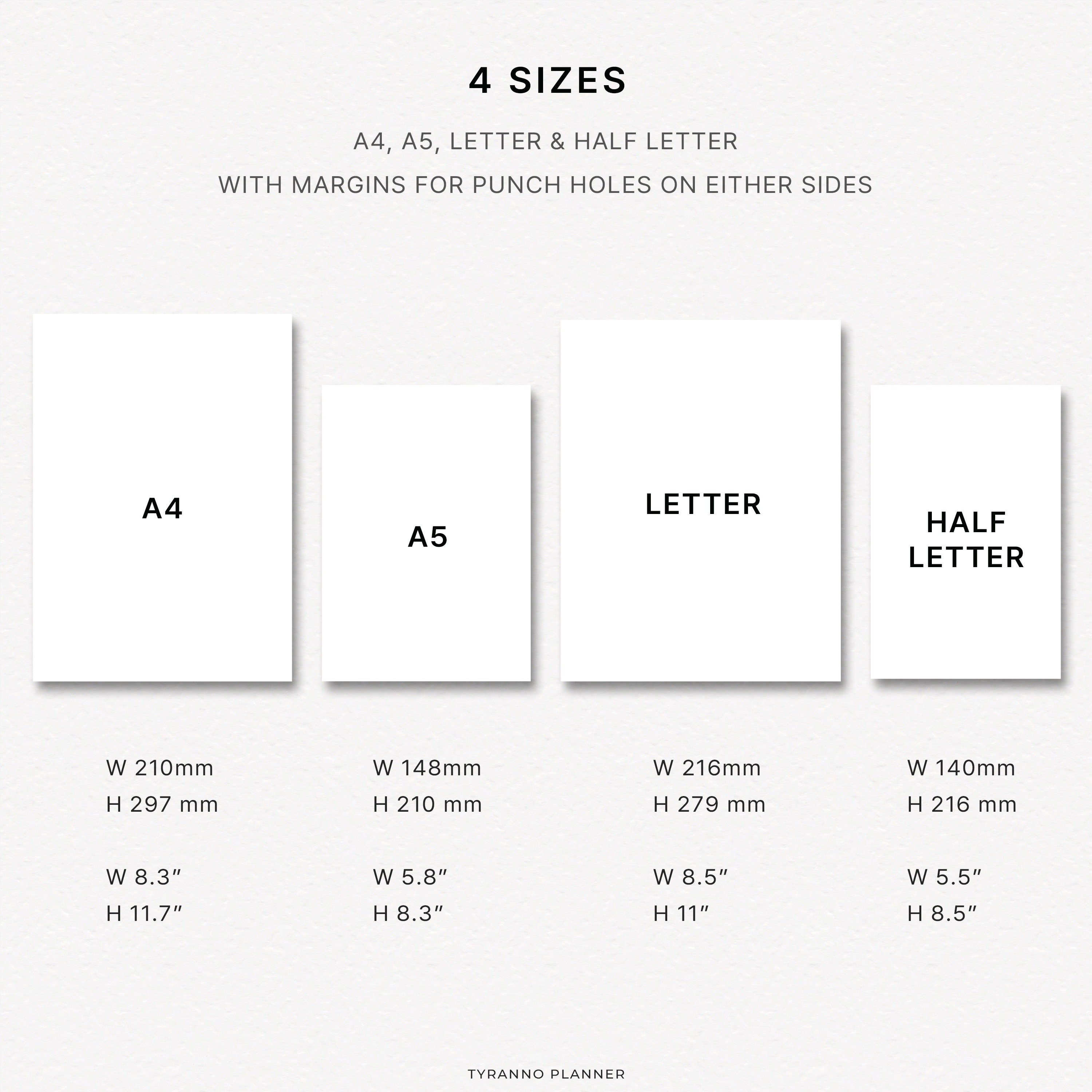 D003-A4, A5, Letter & Half Letter Daily Carry Out Planner 1 Page ...