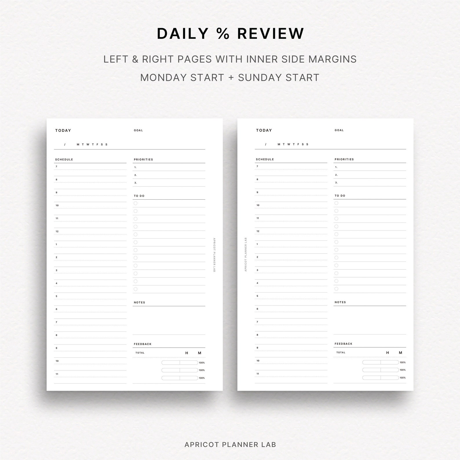 Daily Productivity Planner | Half Letter | Half Hourly Schedule ...