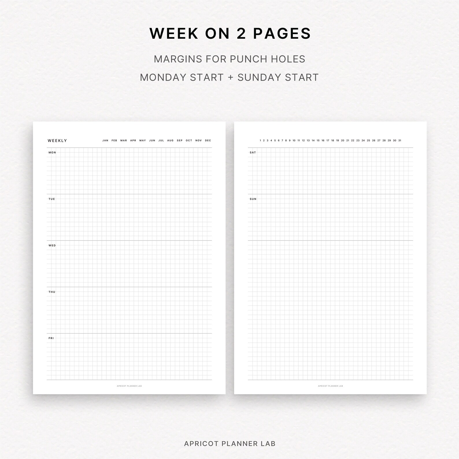 Simple Weekly Diary Grid A4 Printable Planner Insert - Etsy