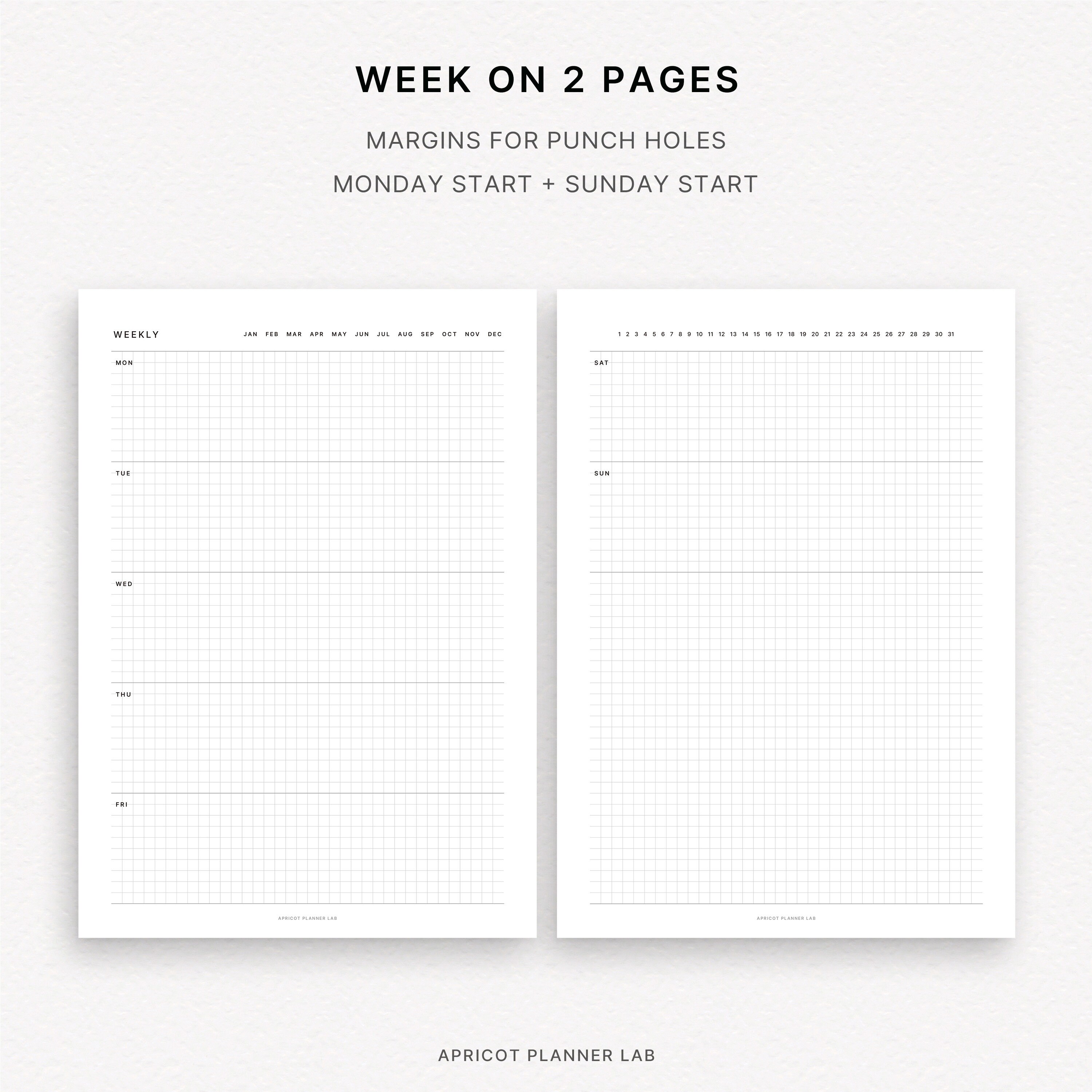 Simple Weekly Diary Grid A4 Printable Planner Insert - Etsy
