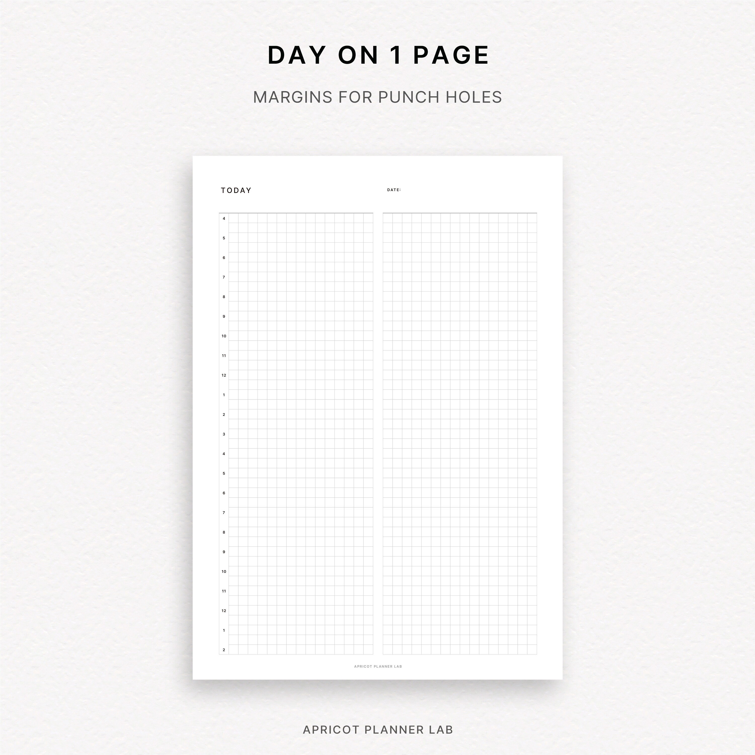 Minimal Daily Schedule Grid A4 Printable Planner Insert DO1P Half ...