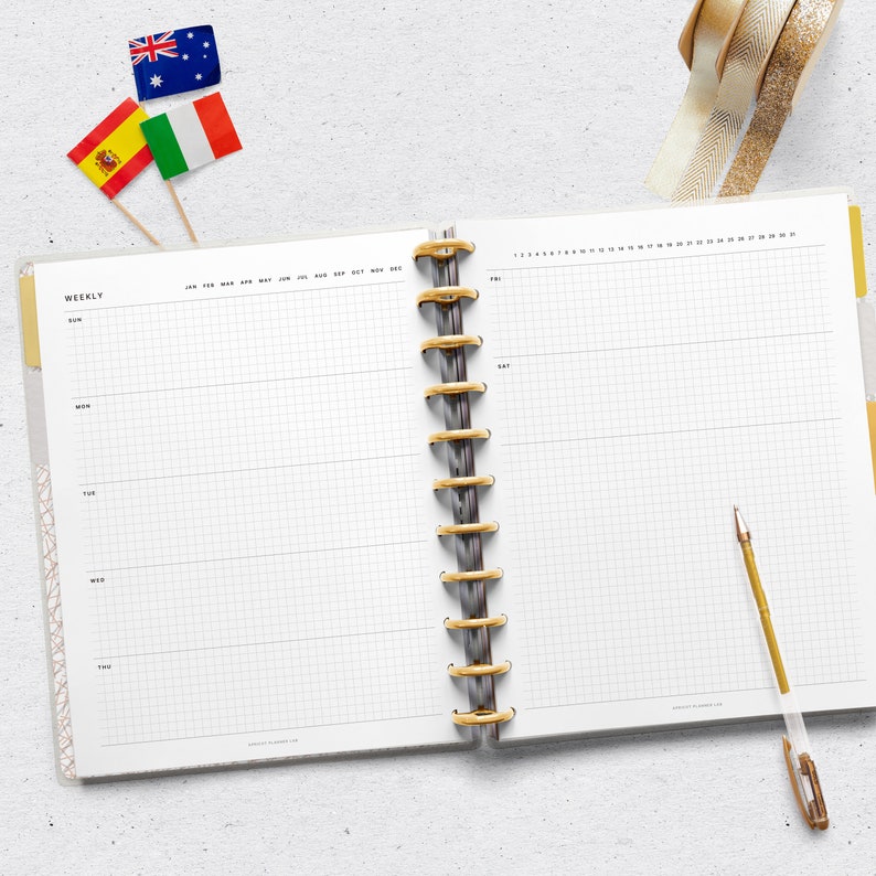 Simple Weekly Diary Letter Grid Printable Planner Insert WO2P ...